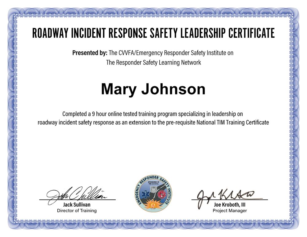 Certificate in Roadway Incident Response Safety Leadership | Emergency ...