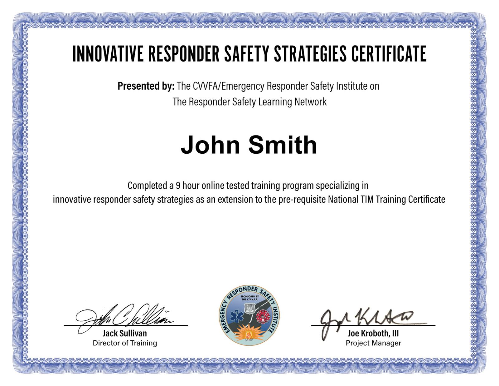 Innovative Responder Safety Strategies Certificate | Emergency Responders